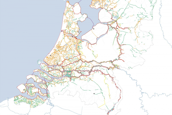 The first complete map of dikes of the Netherlands