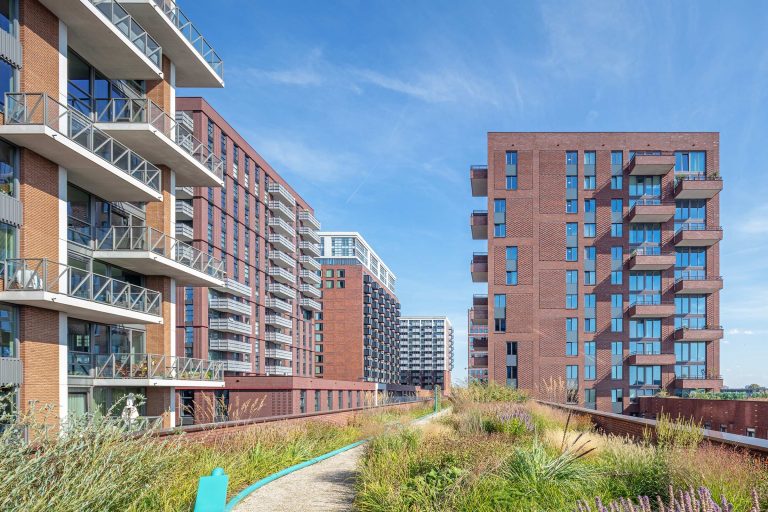 The raised route offers a panoramic view of the harbor and city